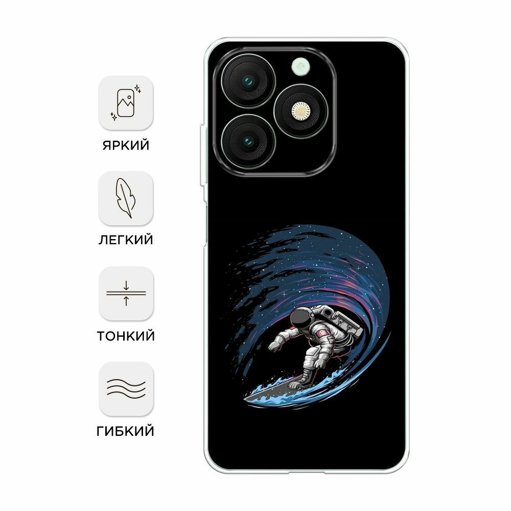 Силиконовый чехол на Itel A50 / Ител А50 с принтом "Космонавт на серфе" — фото 1