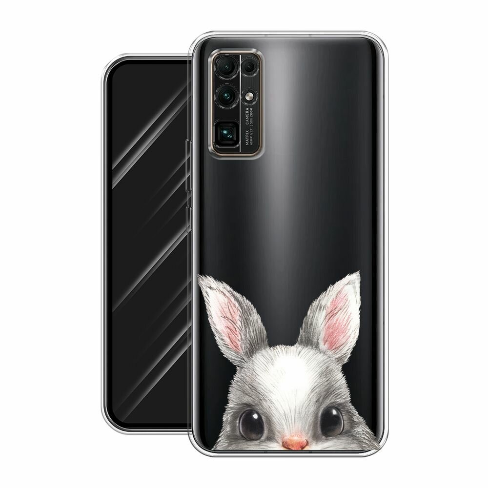 Чехол на Honor 30 / Хонор 30 с принтом "Карандашный кролик 2 - 8 марта", прозрачный — фото 1