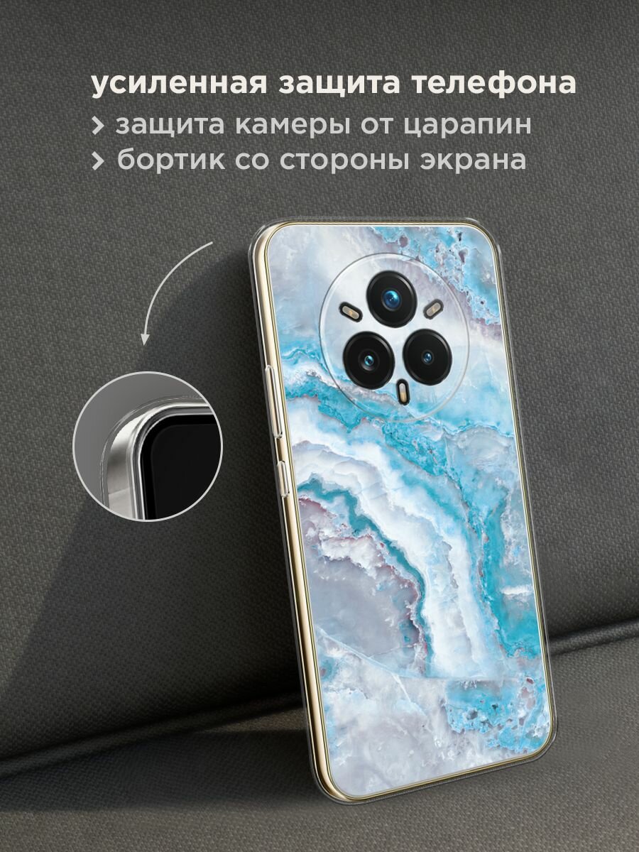 Чехол на Realme 14 Pro+ / Реалми 14 Про+ с принтом "Нежно-голубой мрамор" — фото 1