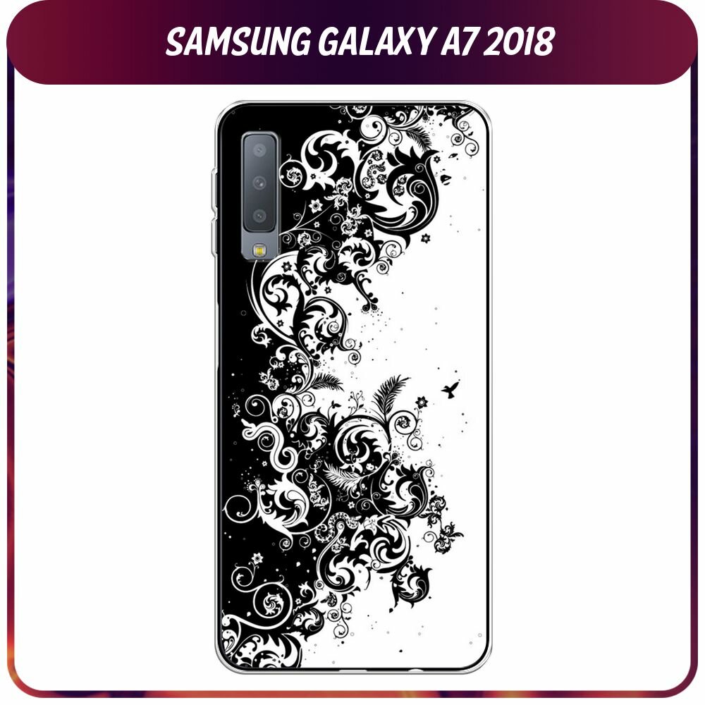 Чехол на Samsung Galaxy A7 2018 / Самсунг Галакси А7 2018 с принтом "Черно белый узор"