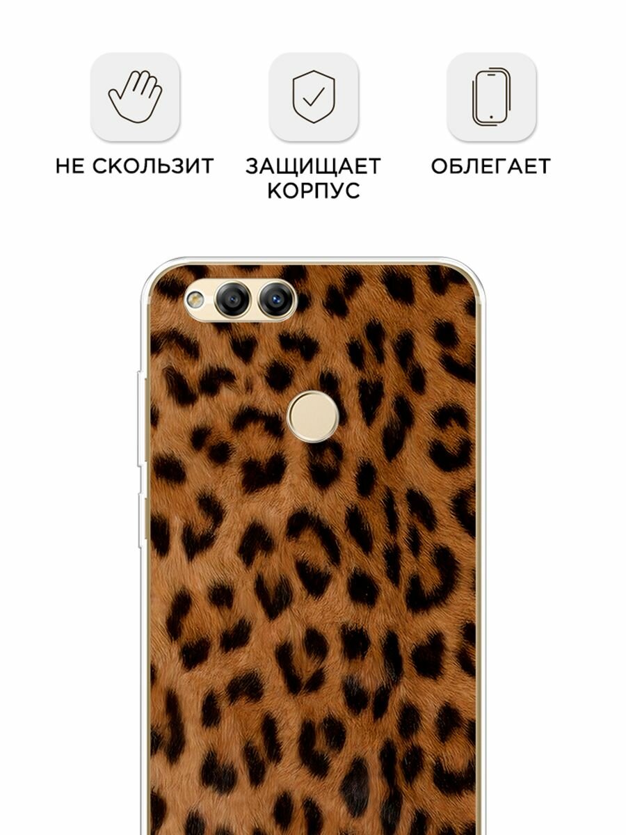 Силиконовый чехол на Honor 7X / Хонор 7Х с принтом "Мех леопарда" — фото 1