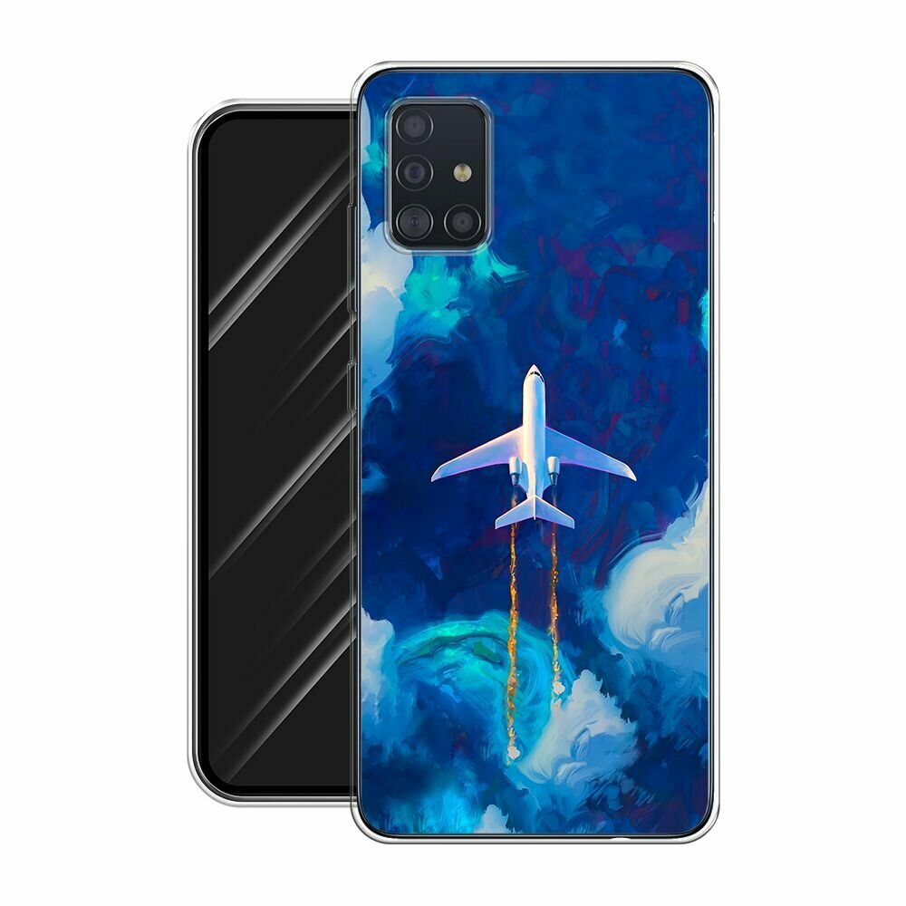 Чехол на Samsung Galaxy A51 / Самсунг Гэлакси А51 с принтом "Самолет картина" — фото 1
