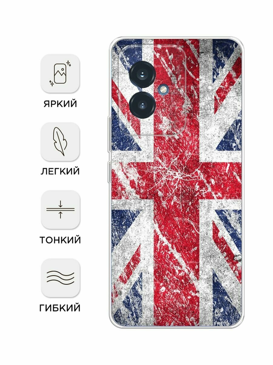 Силиконовый чехол на Honor 100 / Хонор 100 с принтом "Флаг британский" — фото 1
