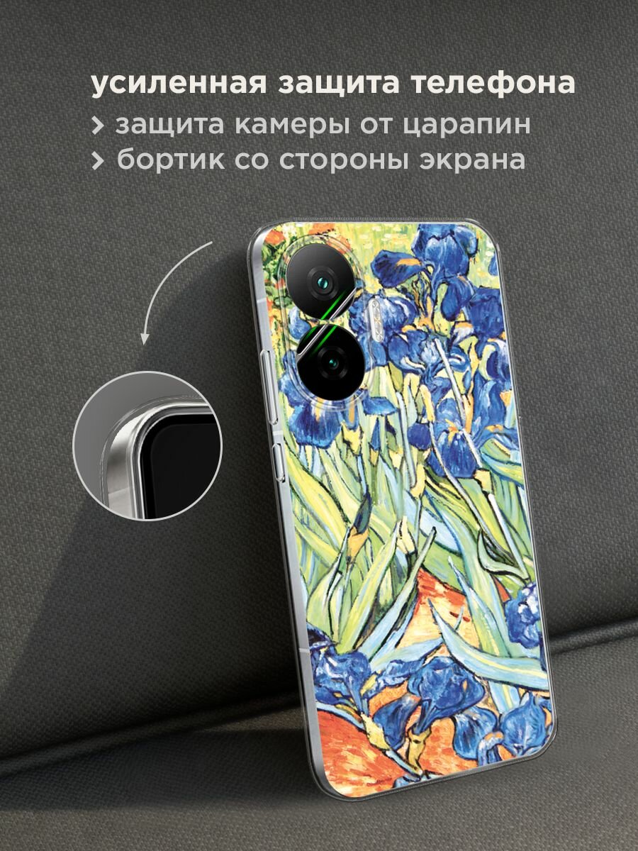 Силиконовый чехол на Poco F7 / Поко F7 с принтом "Ирисы Ван Гог" — фото 1