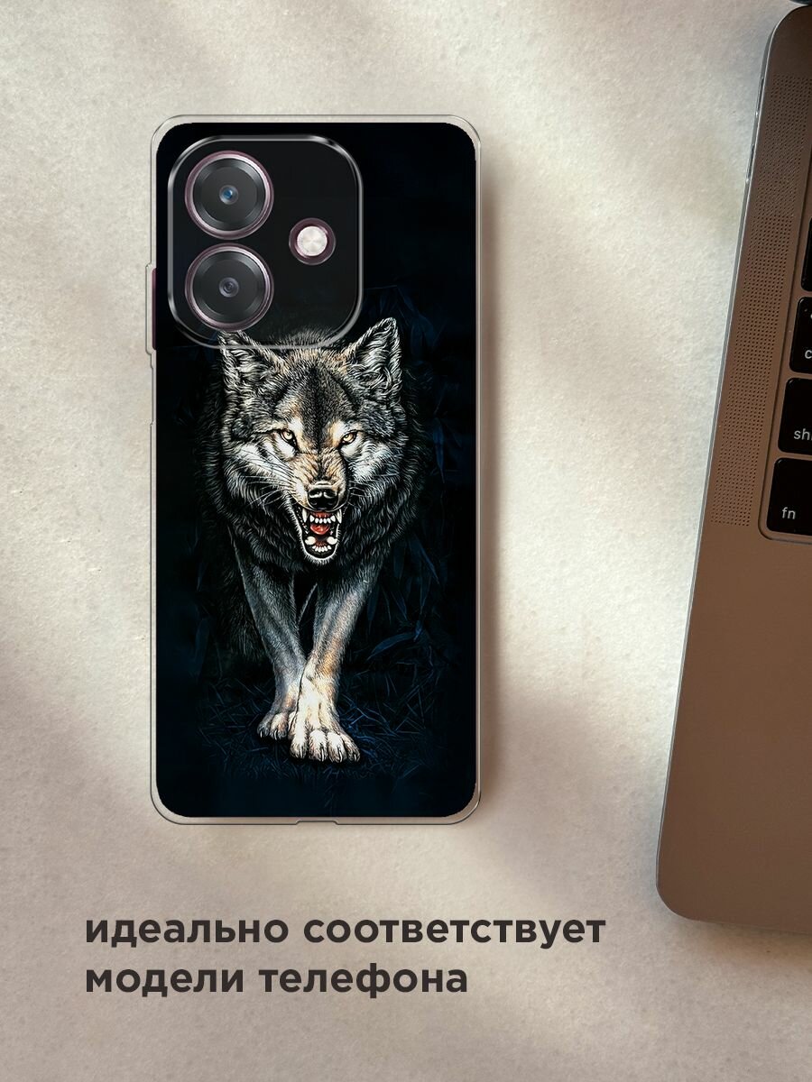 Чехол на Oppo A3/A3x / Оппо А3/A3x с принтом "Злобный волк из ночи" — фото 1