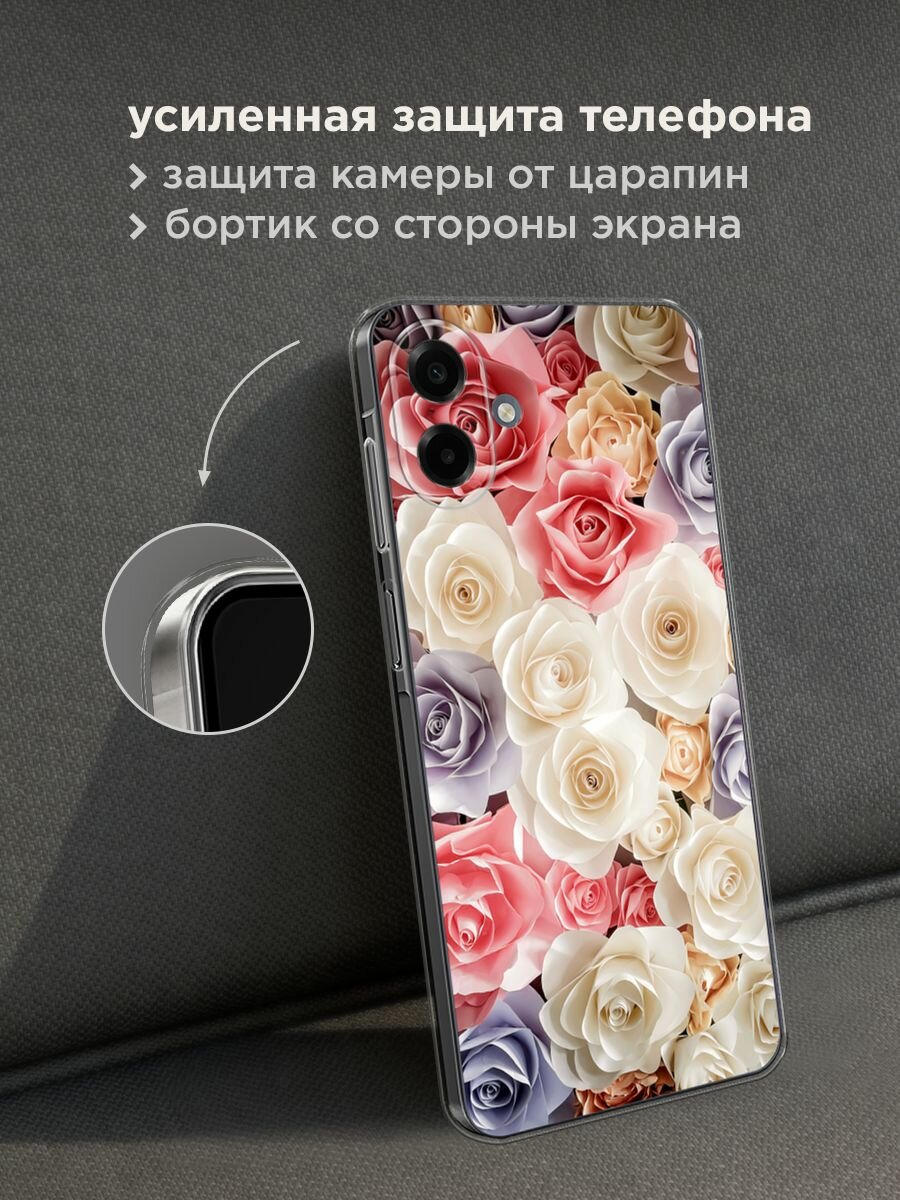 Чехол на Samsung Galaxy A07 / Самсунг А07 с принтом "Пастельные розы" — фото 1