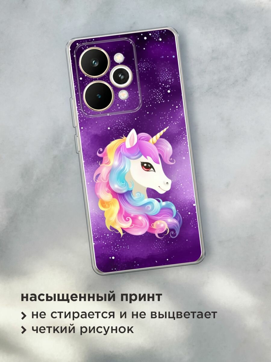 Чехол на Realme 15 Pro / Реалми 15 Про с принтом "Кудрявый единорог" — фото 1