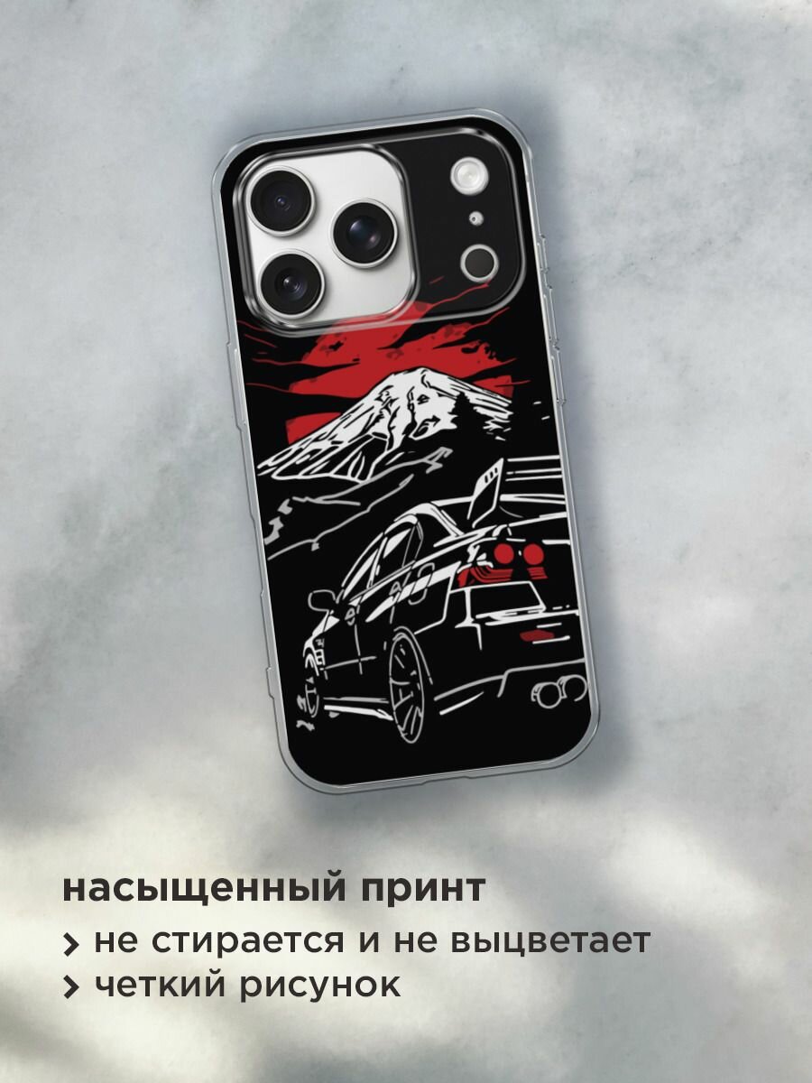 Чехол на Apple iPhone 17 Pro / Айфон 17 Про с принтом "Машина в горах JDM" — фото 1