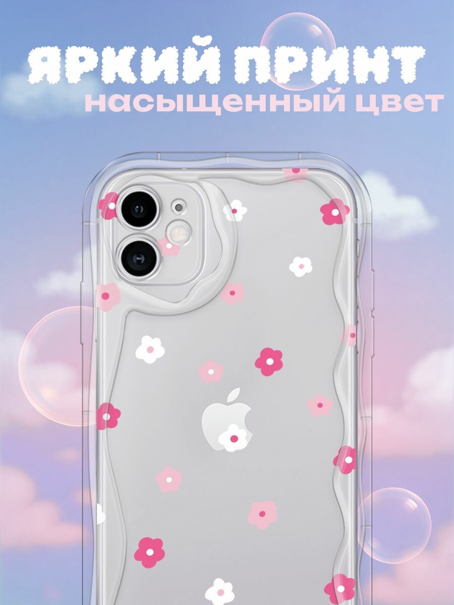 Чехол на Apple iPhone 11 / Айфон 11 с принтом "Весенние цветочки рисунок" — фото 1