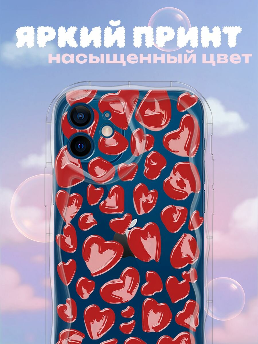 Чехол на Apple iPhone 12/12 Pro / Айфон 12 с принтом Множество красных сердец — фото 1