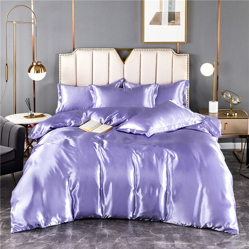 Комплект постельного белья Ice Silk, 3 предмета, можно стирать в стиральной машине (пододеяльник + простыня + наволочка)