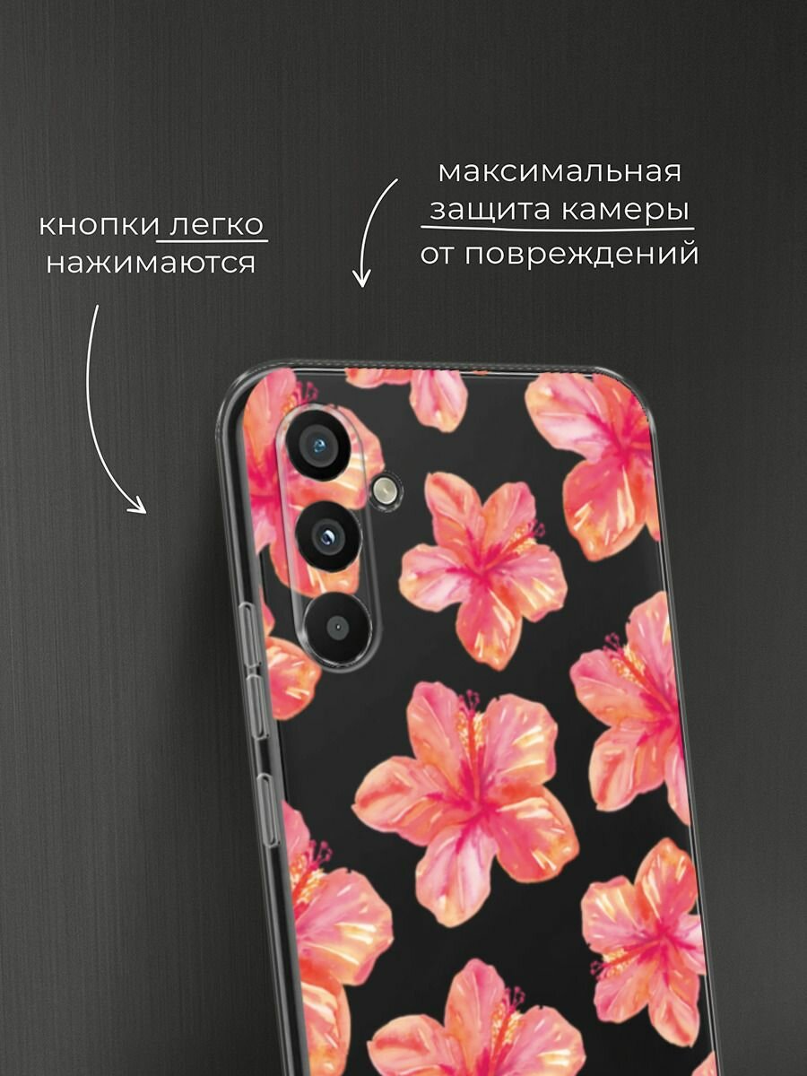 Чехол на Samsung Galaxy A34 / Самсунг A34 с принтом "Pink flowers" — фото 1