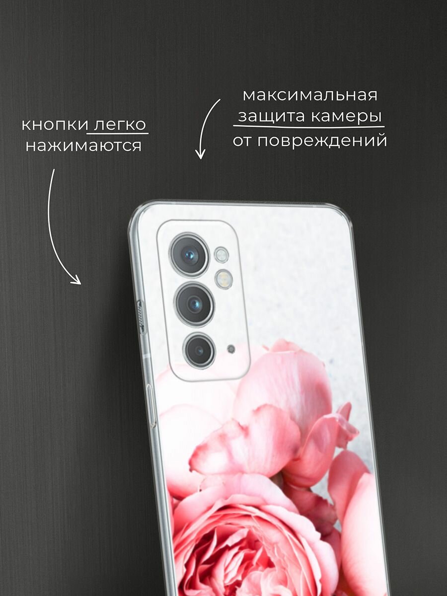 Чехол на OnePlus 9RT / ВанПлас 9RT с принтом "Пионы на белом" — фото 1