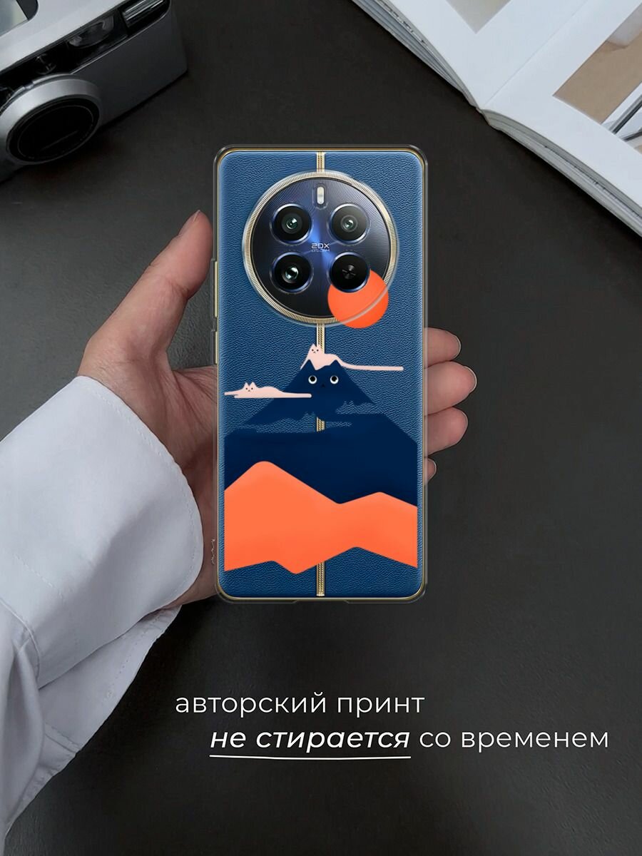 Чехол на Realme 12 Pro / Реалми 12 Про с принтом "Кот-гора", прозрачный — фото 1