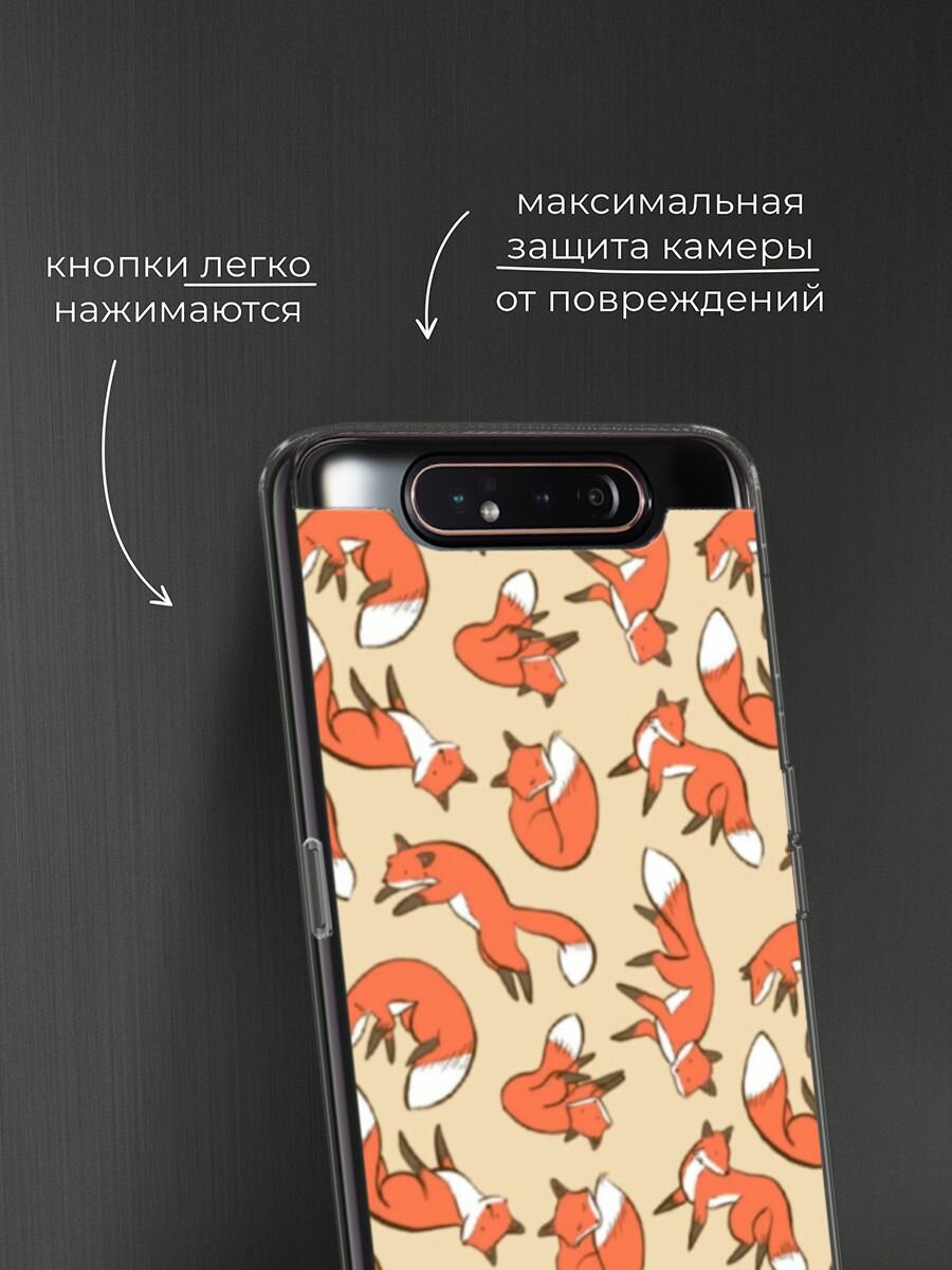 Чехол на Samsung Galaxy A80 / Самсунг Гэлакси A80 с принтом "Лисички фон" — фото 1