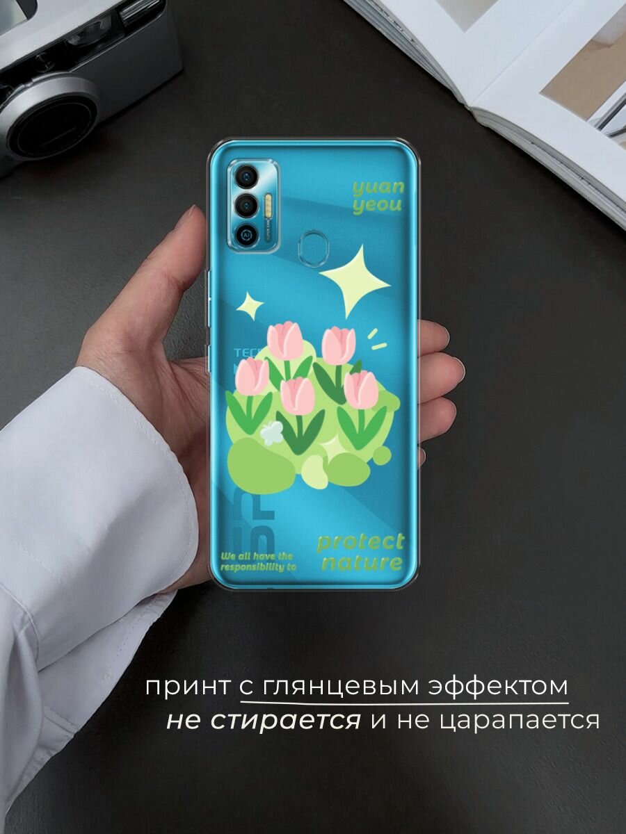 Чехол на Tecno Spark 7 / Техно Спарк 7 с принтом "Protect nature" — фото 1
