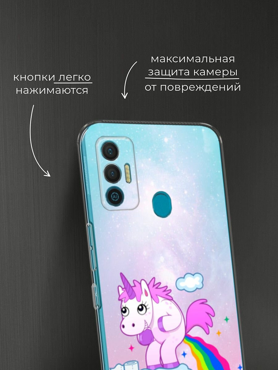 Чехол на Tecno Spark 7 / Техно Спарк 7 с принтом "Единорог какает" — фото 1