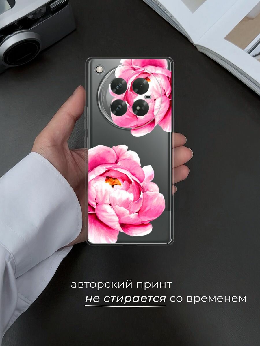 Чехол на Infinix Zero 40 5G / Инфиникс Зеро 40 5G с принтом "Open peonies", прозрачный — фото 1
