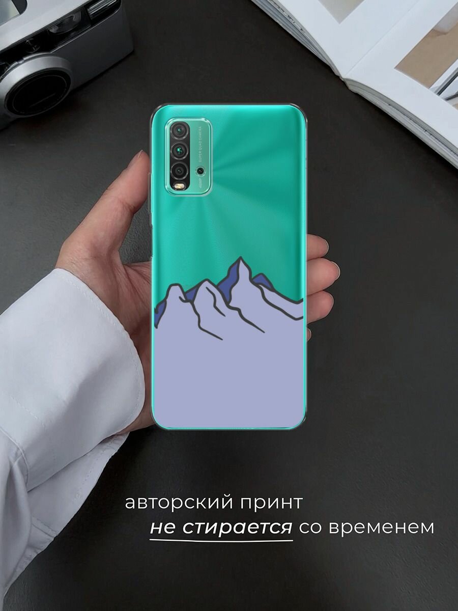 Чехол на Xiaomi Redmi 9T / Сяоми Редми 9Т с принтом "Гора", прозрачный — фото 1
