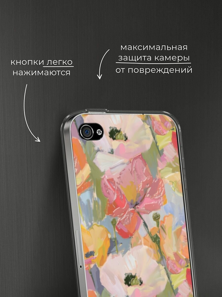 Чехол на Apple iPhone 4/4S / Айфон 4/4S с принтом "Акварельные анемоны" — фото 1
