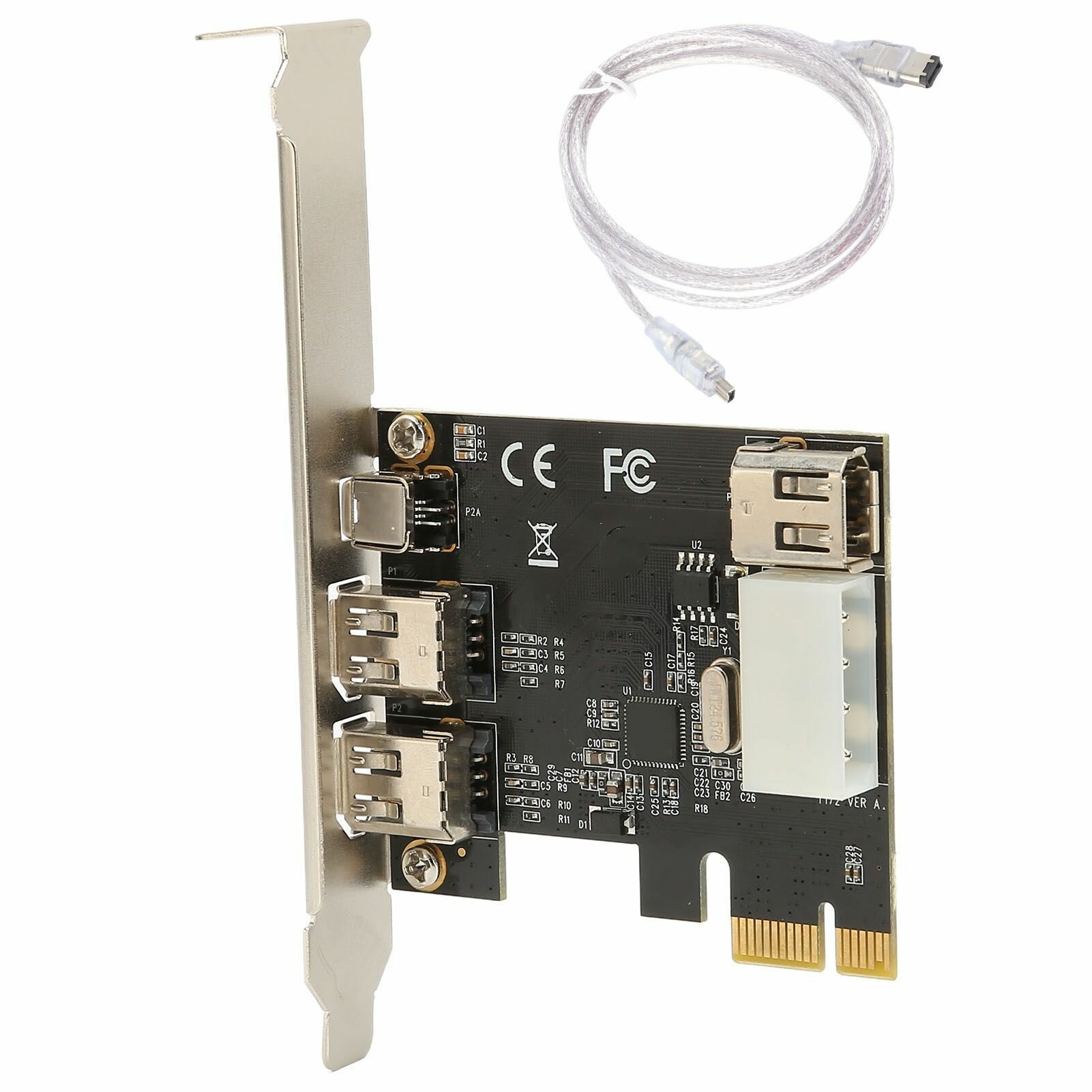 PCIe 1X 1394A 4-порт, 2,5 Гбит/с, Firewire для Win