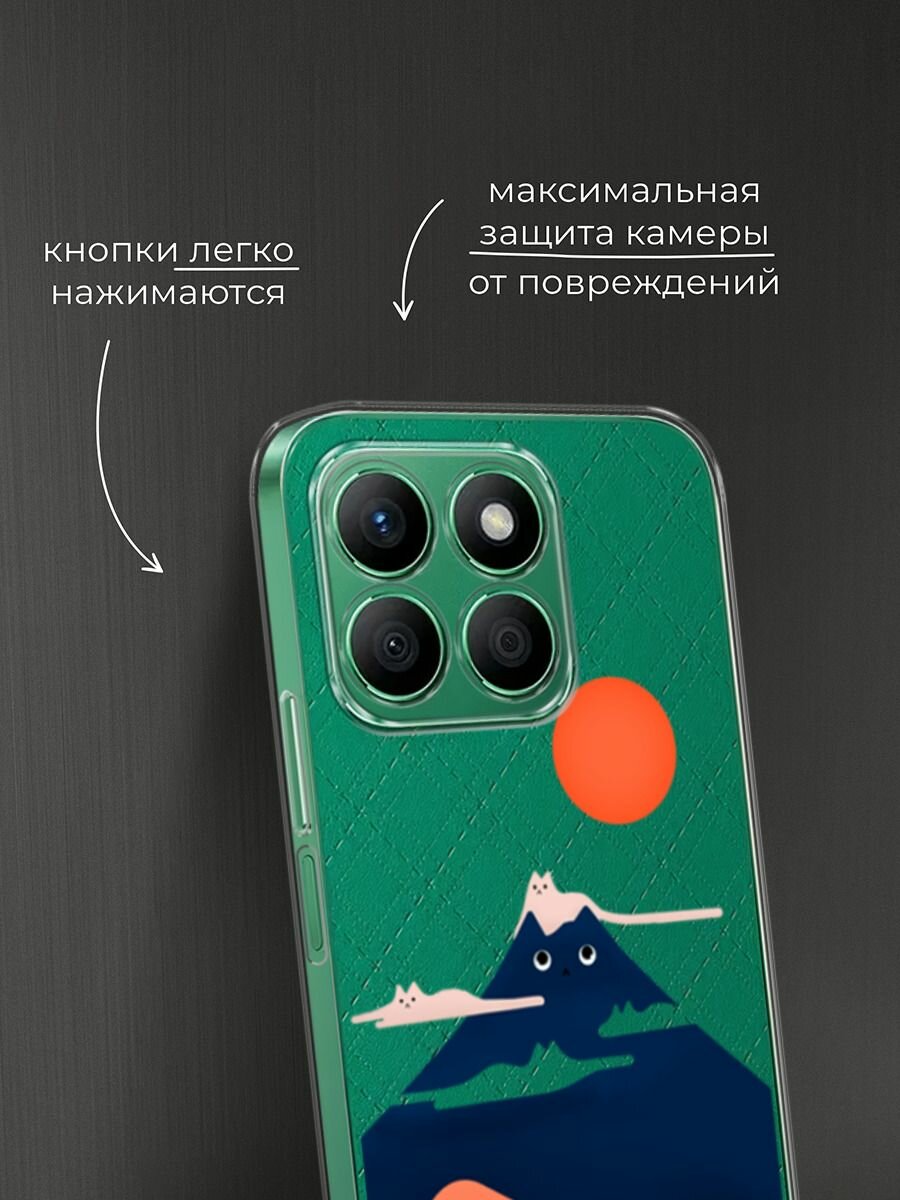 Чехол на Honor X8B / Хонор X8B с принтом "Кот-гора", прозрачный — фото 1