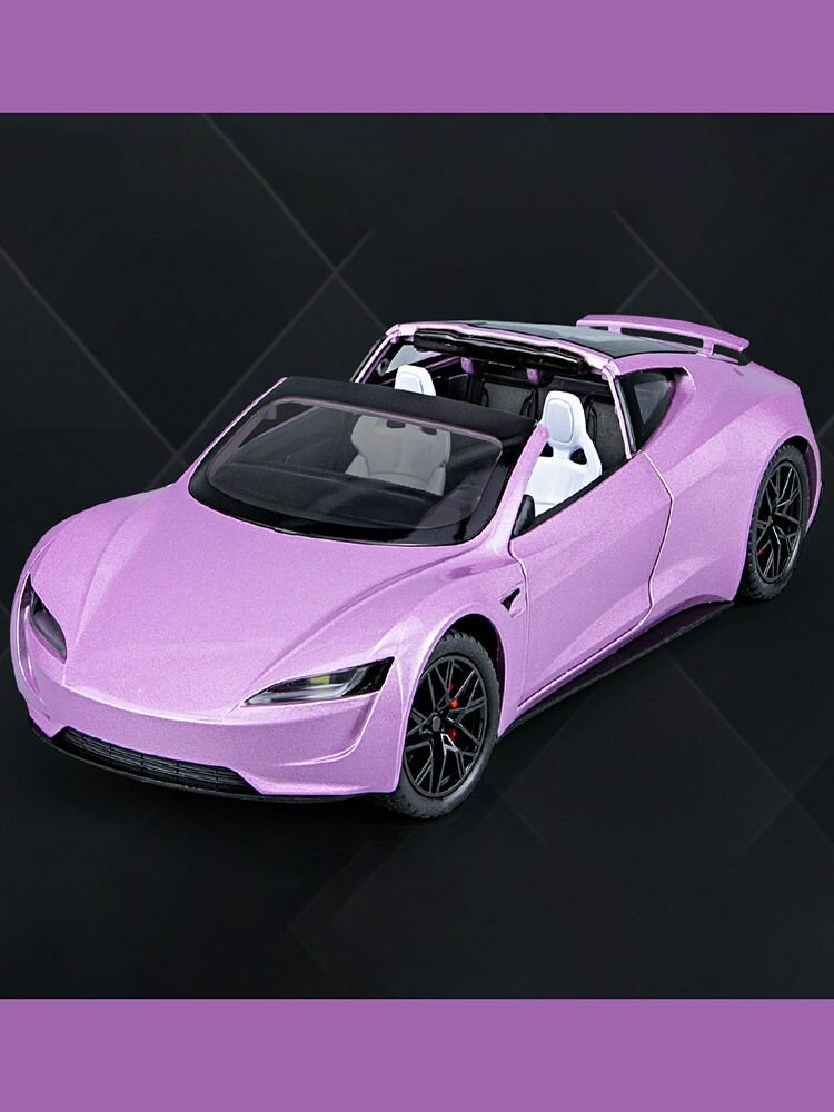 1:24 Масштабная модель Tesla Roadster металлическая инерционная машинка со звуком