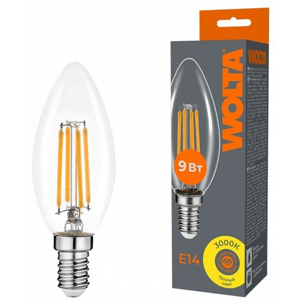 Лампа светодиодная Wolta E14 9Вт 3000K WF-C35-9W3KE14