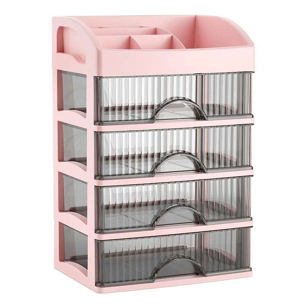 (1 шт.) Настольный шкаф для хранения с выдвижными ящиками-розовый-5 слоев
