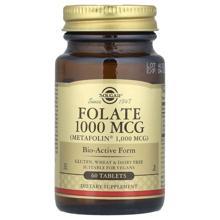 Solgar Folate 1000 мкг (Metafolin 1000 мкг), Фолат 1000 мкг (Метафолин 1000 мкг) 60 таблеток