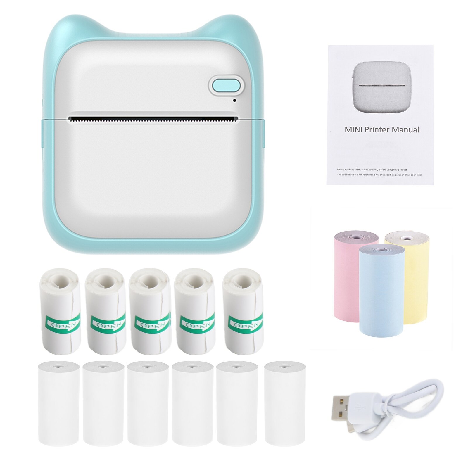 Mini Photo Printer Portable Thermal Printing Machine 203dpi Wireless BT Connection for Picture Label Handcraft List Meno Notes Journal Receipt Paper