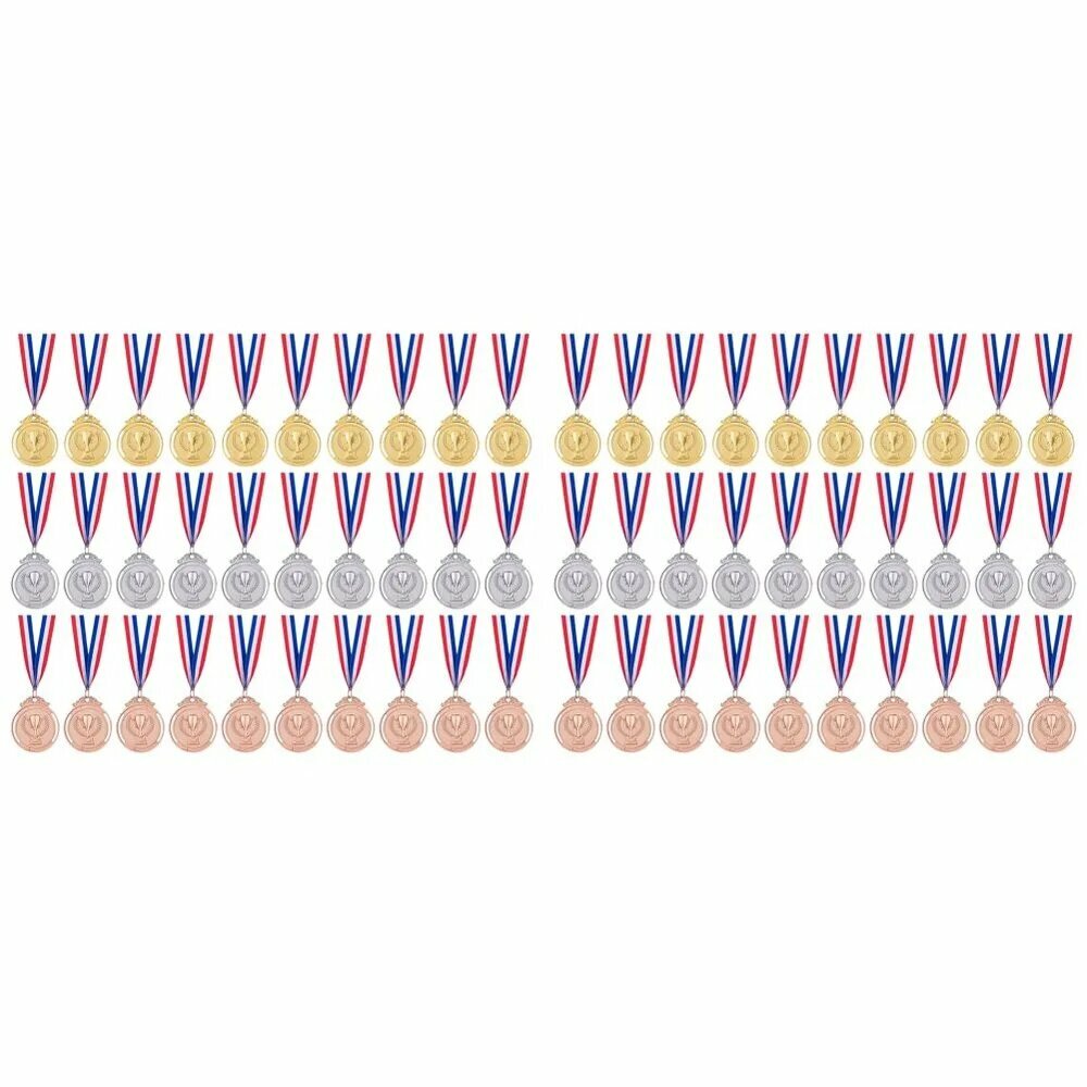 60 шт. Золотые, серебряные и бронзовые медали, по 20 штук в каждой, медали для победителей