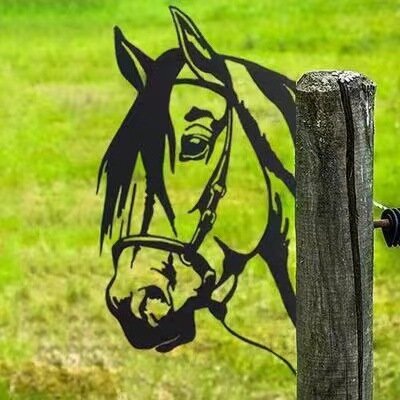 Декоративное металлическое искусство "Farm Peeping Horse" для улицы, ограды сада, украшение стены для двора фермы, открытого двора, патио, газона, статуэтка в подарок папе, дедушке (Лошадь), материал металл, для помещений и улицы