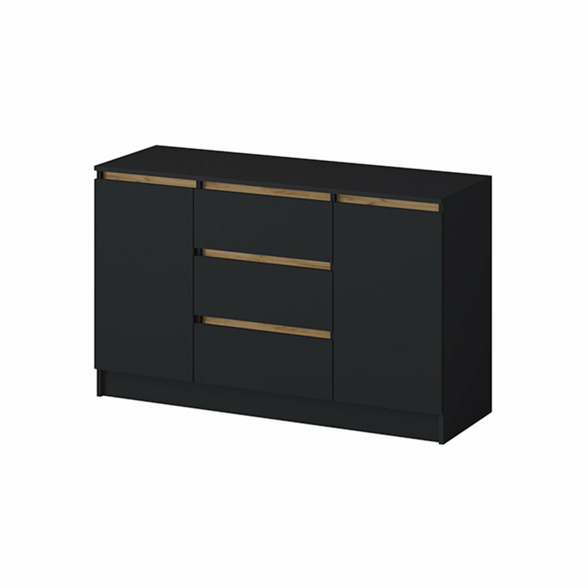 Комод для одежды и вещей №2 "Акация" , 3 ящ, с полками, с дверцами, 130х44х80 см, черный