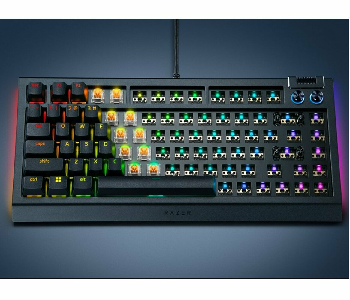 Механическая клавиатура Razer Blackwdow V4 Barebones, без кейкапов, конфигурация 75%, черный