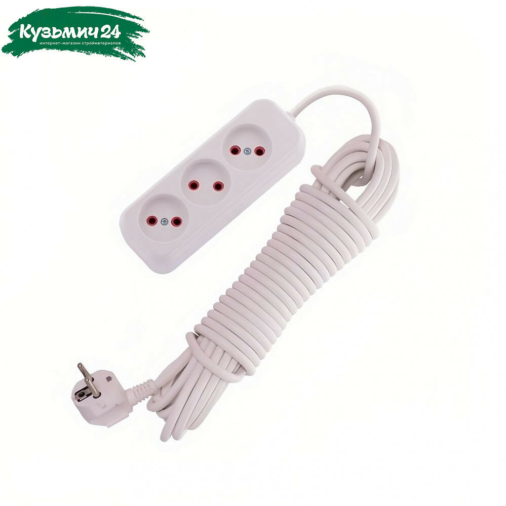 Удлинитель Lezard 720 0305 303 ПВС, без заземления, 3 розетки, 5 м, 2.2 кВт