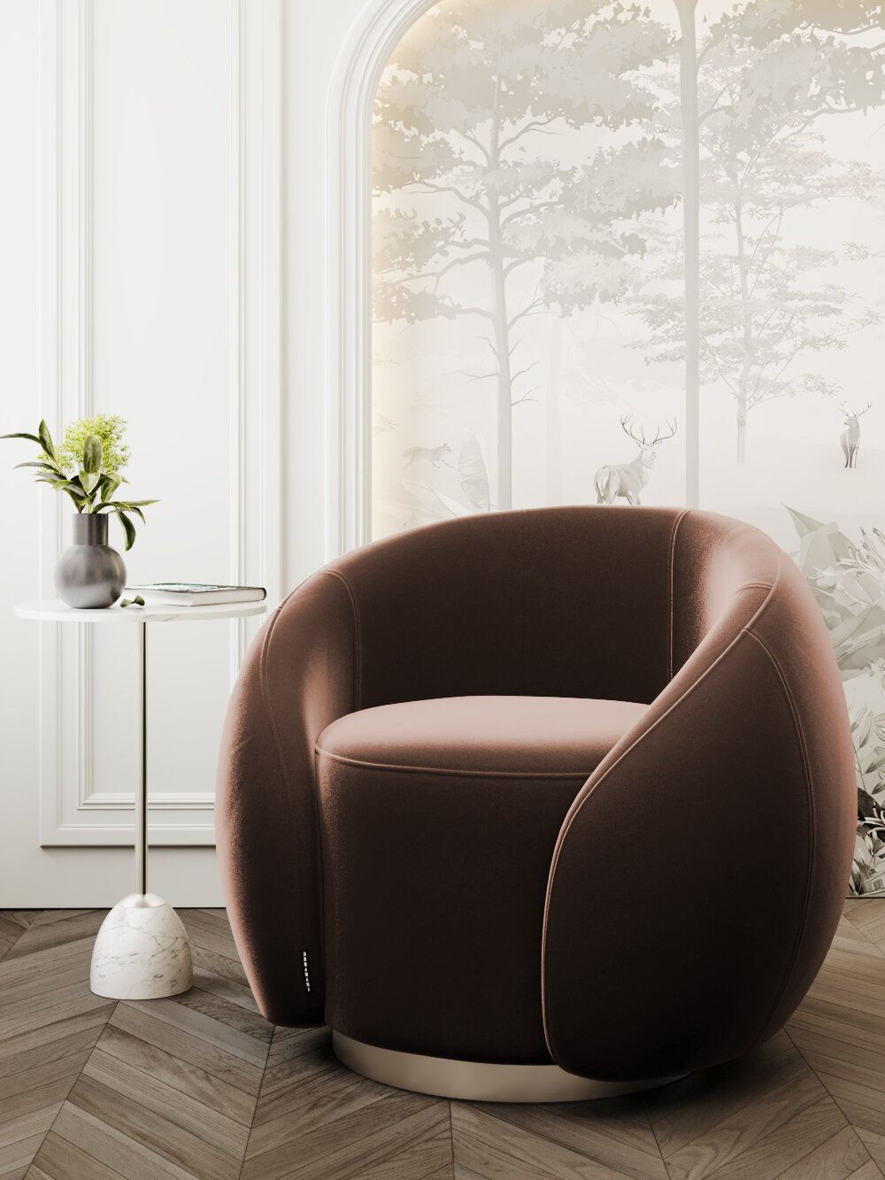 Кресло мягкое в современном стиле ROTONDO на поворотном основании 360