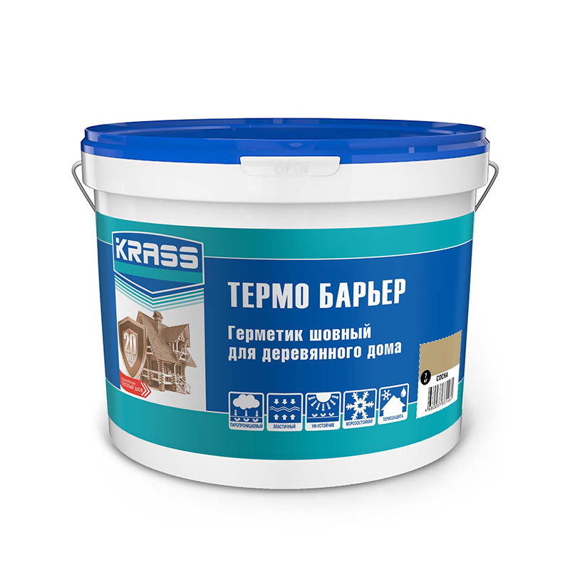 Герметик для Сруба и Деревянного Дома Krass Термо Барьер 600мл Тик Акриловый, Эластичный, Эффективная Теплоизоляция.
