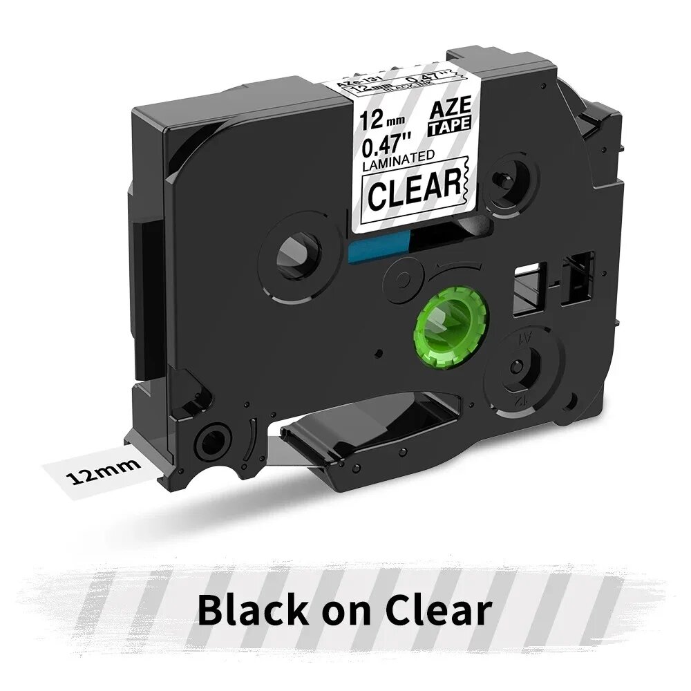 Лента для принтера этикеток Aken 9 мм, Black on Clear