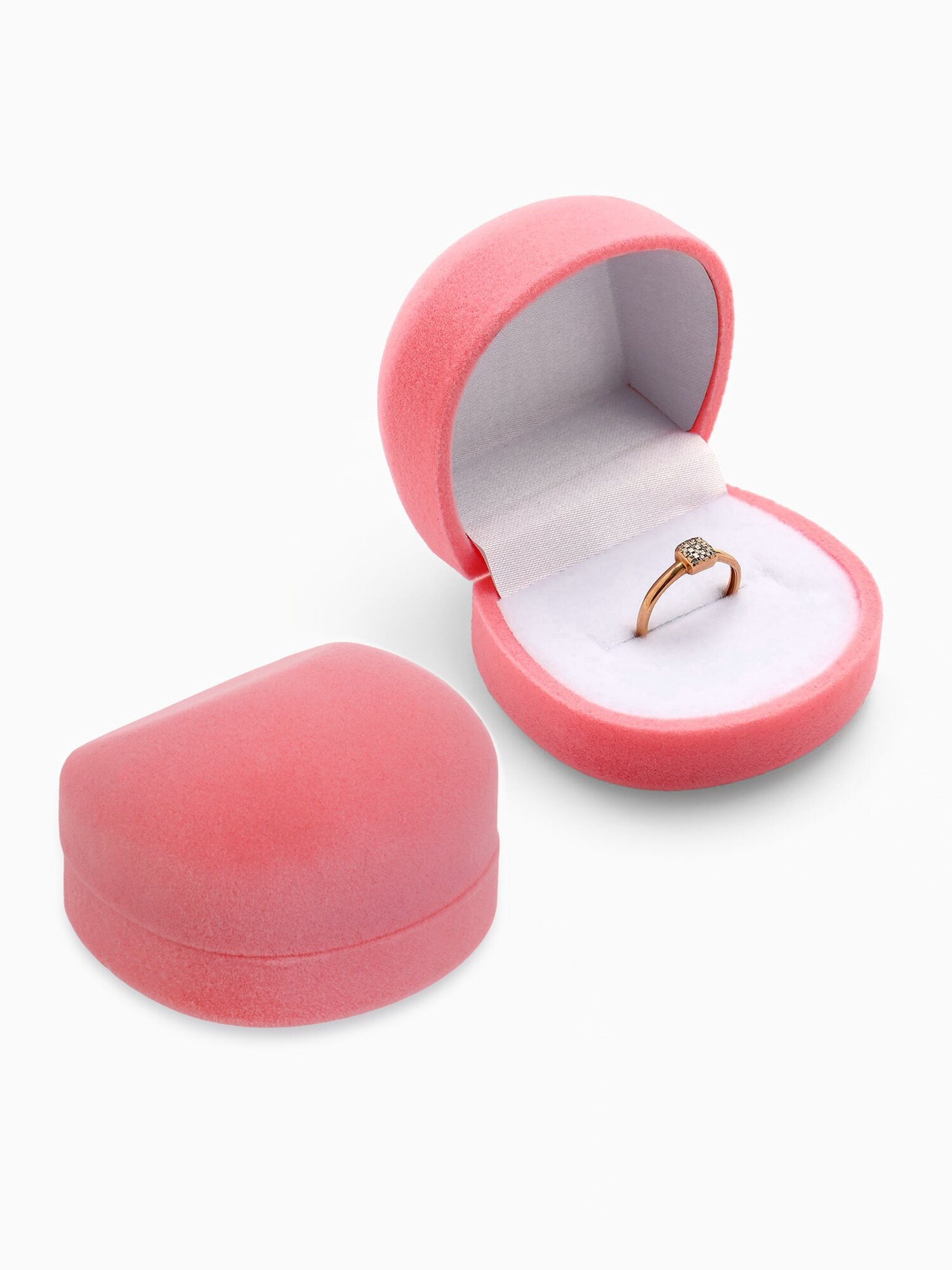 Футляр под кулон, серьги, кольца «Кнопка», бархатный, 5.3×5×3.3 см, розовый