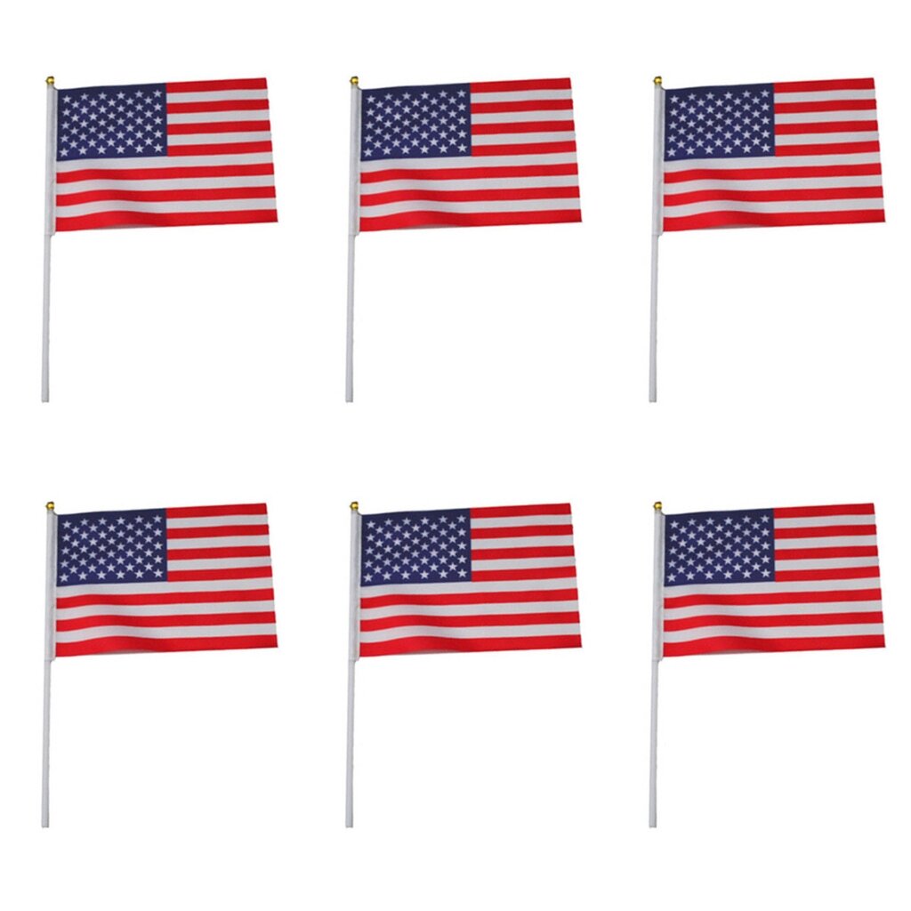 Упаковка из 6 маленьких американских флагов, Ручные флаги Показывают вашу поддержку, Флаги США, Ручные флаги Показывают вашу поддержку американцам.