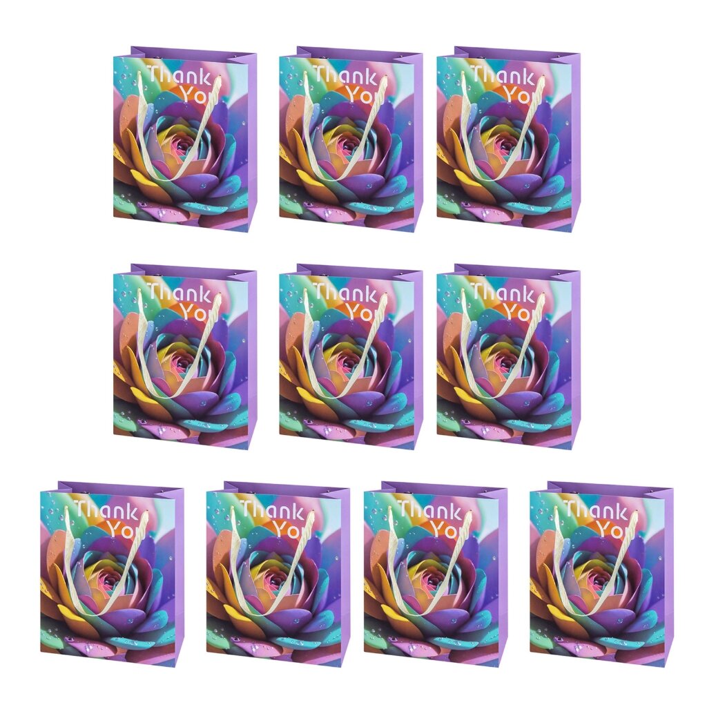 Упаковка из 10 Бумажных Хозяйственных Сумок с Ручками Декоративные Подарочные Пакеты Разного Цвета Для Хранения Праздничных Подарков