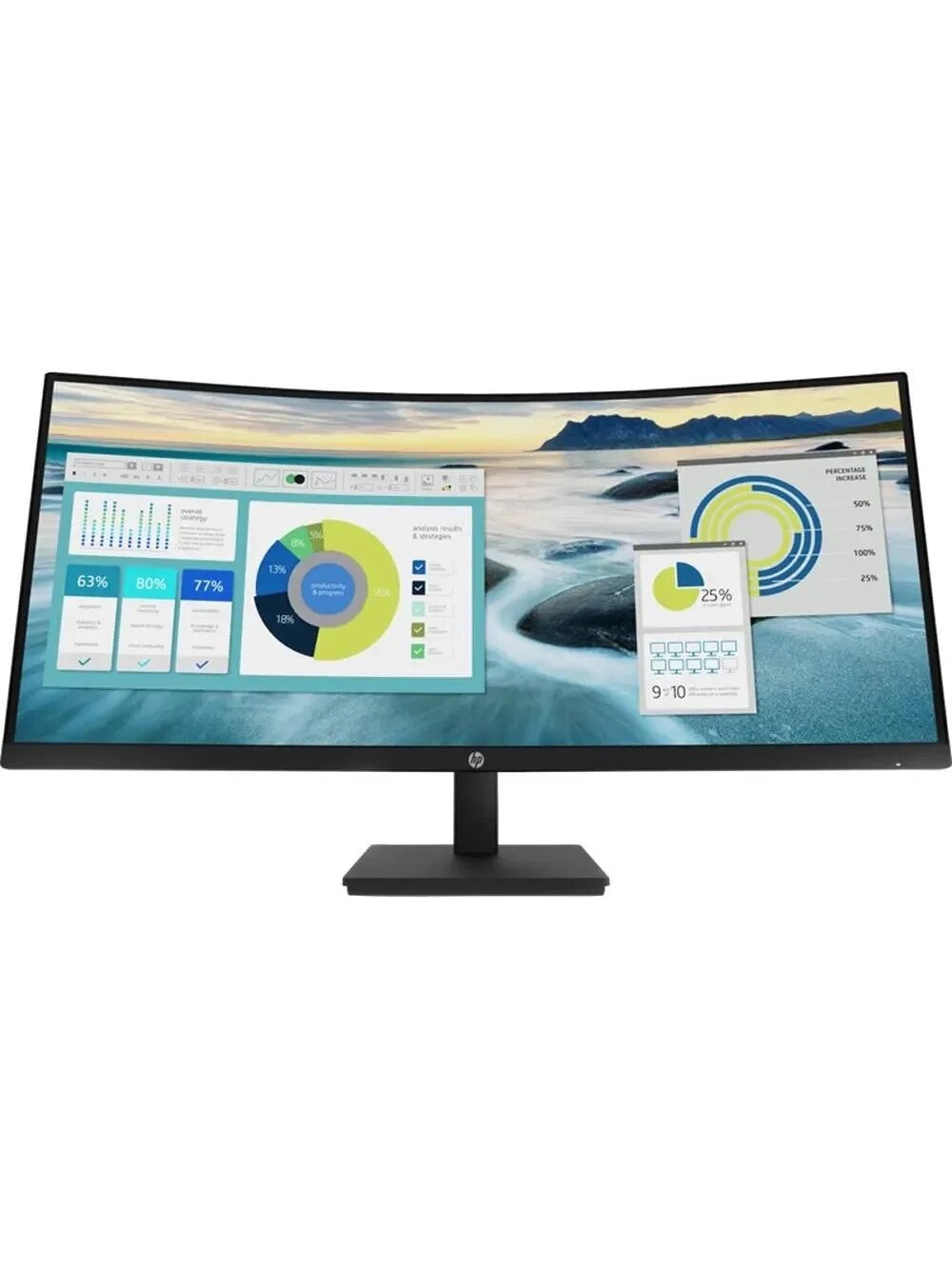 Монитор HP P34hc G4, изогнутый, диагональ 34", разрешение 3440 x 1440, 100 Гц, черный