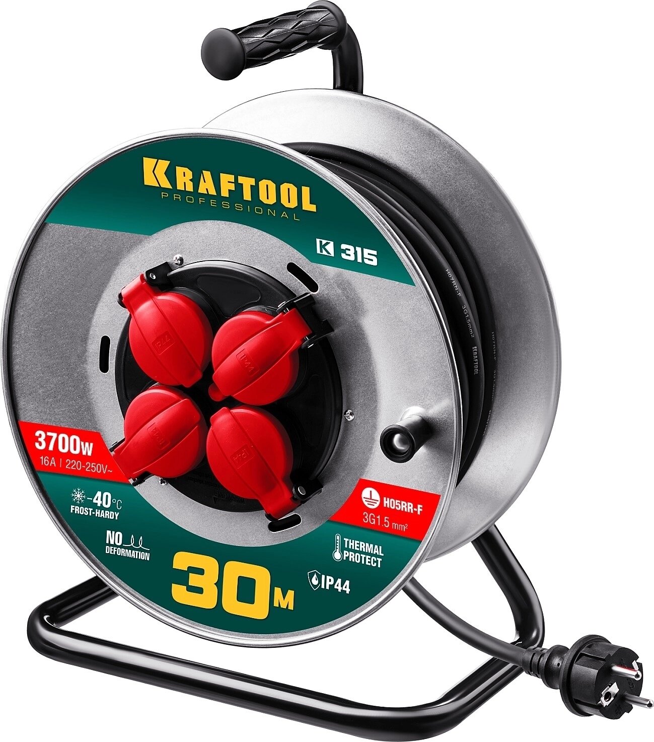 Силовой удлинитель на стальной катушке KRAFTOOL 55085-30_z01