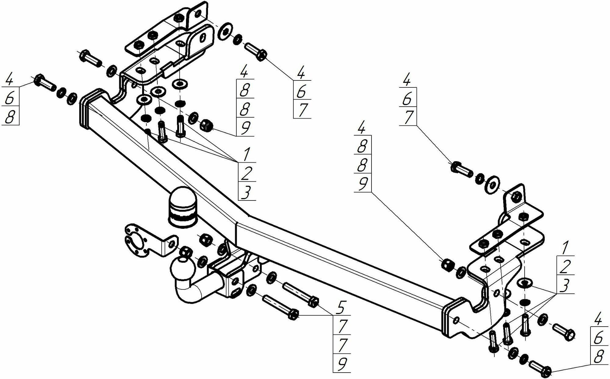 Фаркоп для Chery Tiggo 9 Oris 7629A