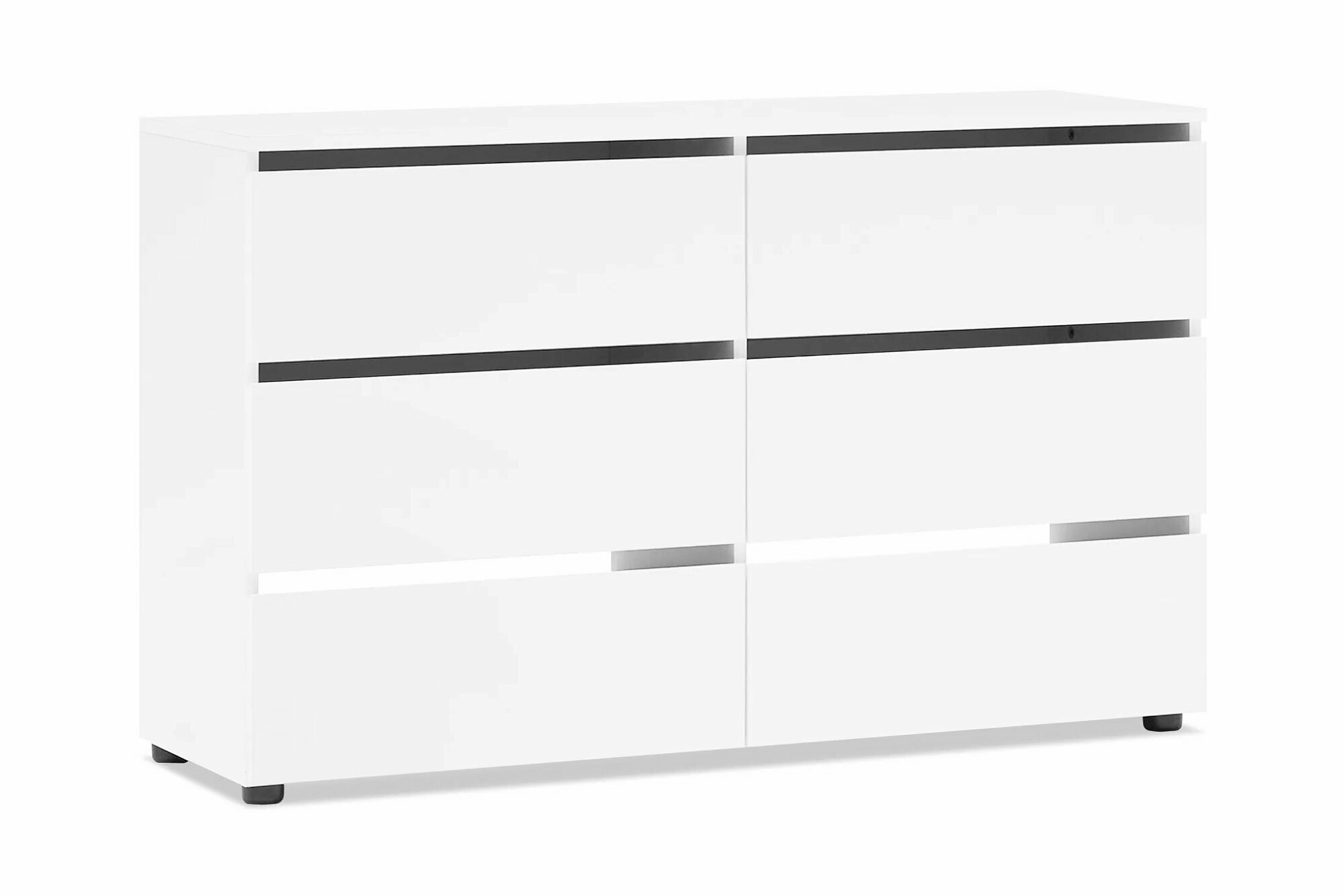 Комод двухстворчатый с 6-ю ящиками Эдвуд, белый текстурный, 120.1х36.8х73.9 см