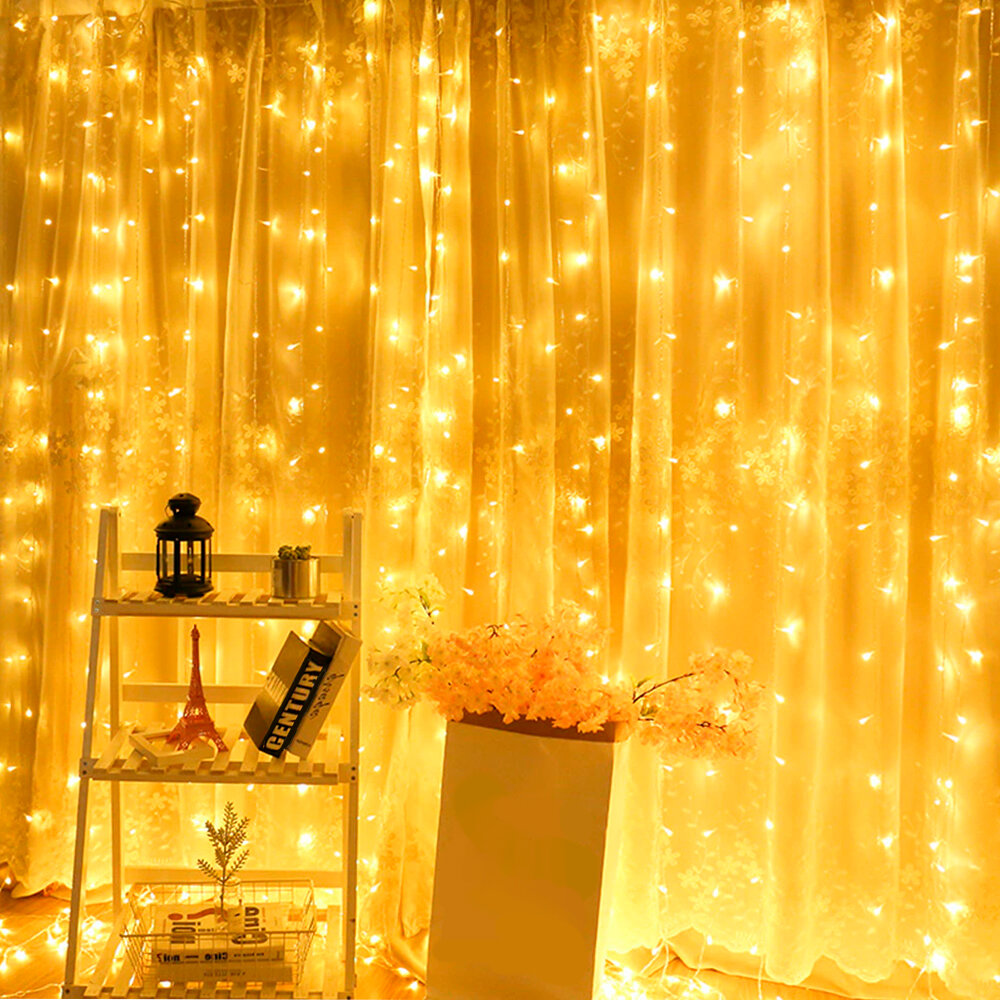 Гирлянда Штора 3х3 метра 192 LED 8 режимов 220v Белый Теплый Giant4