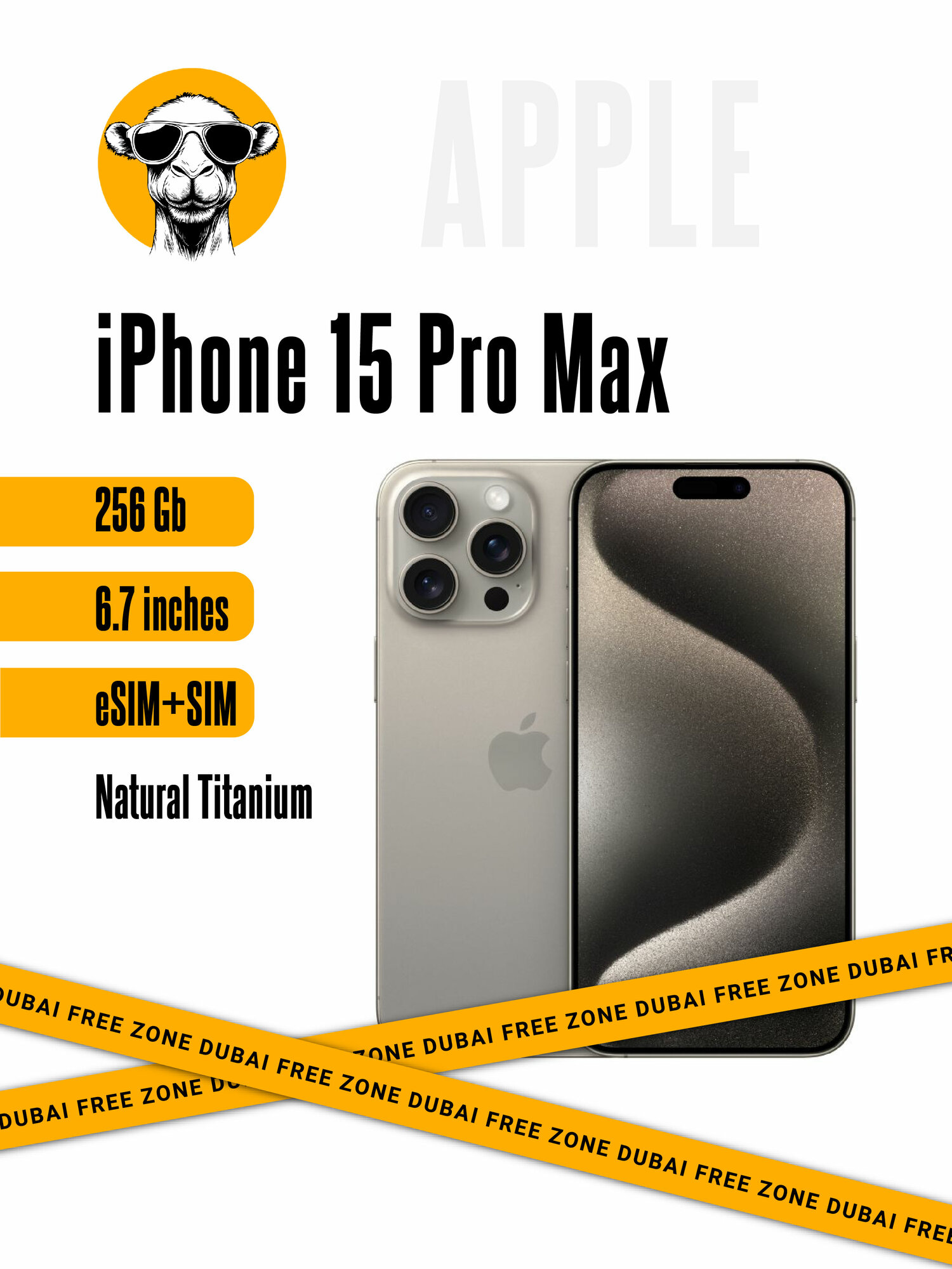 Смартфон iPhone 15 Pro Max 256GB Natural Sim+E-Sim