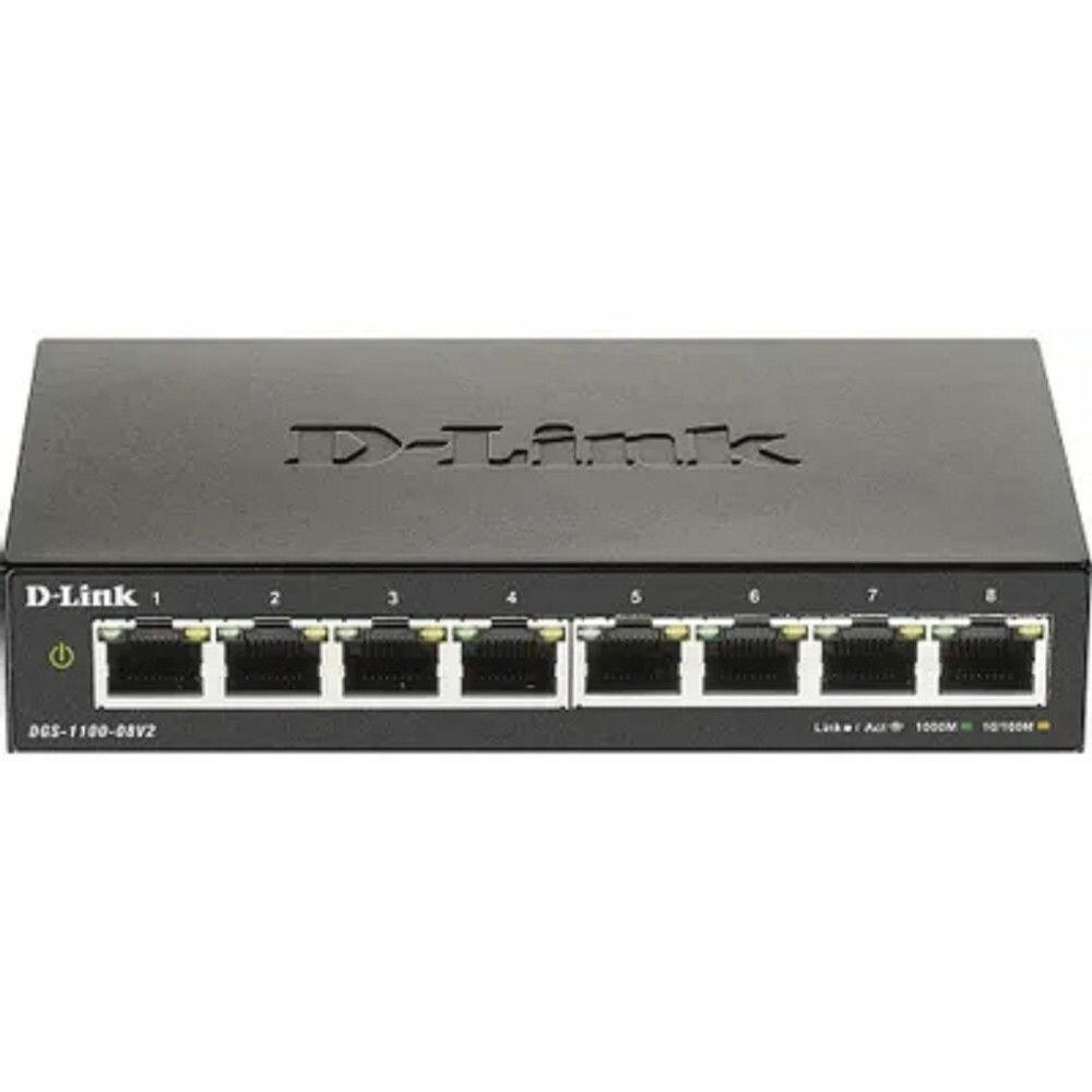 D - Link Сетевое оборудование DGS - 1100 - 08V2 A1A Настраиваемый L2 коммутатор с 8 портами 10 100 1000Base - T