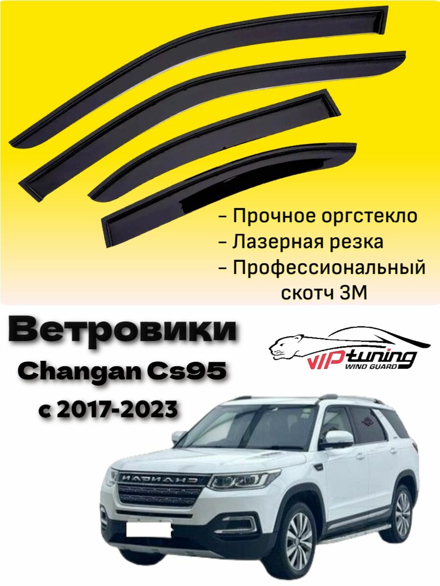 Ветровики, Дефлекторы боковых окон Changan CS95 с 2017/ Ветровики стекол для авто Чанган кс95